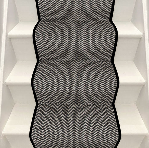 Herringbone Stair Runner - Small Black Border – HH Stair Runners
