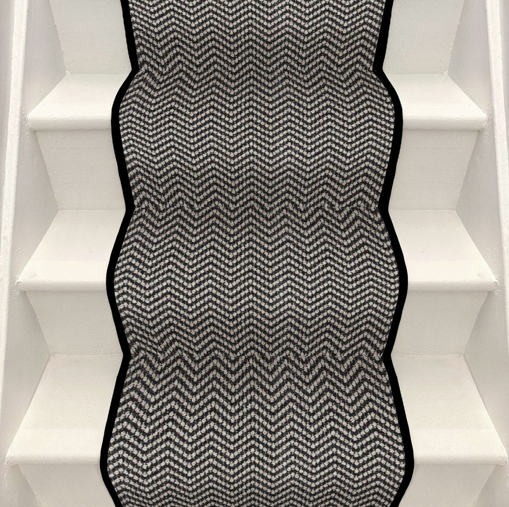 Herringbone Stair Runner - Small Black Border – HH Stair Runners